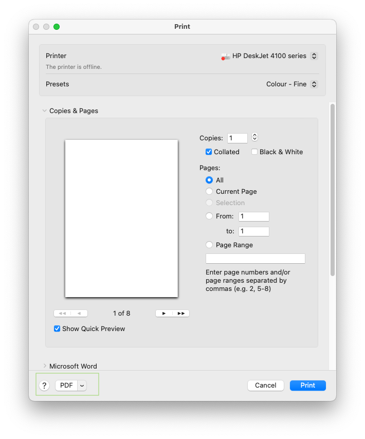 How to set up a booklet in Microsoft Word for print.
