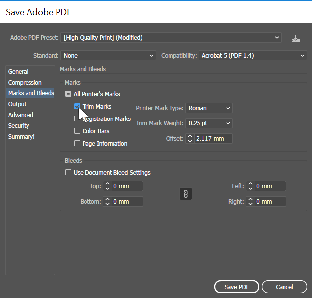 Crop marks & trim box