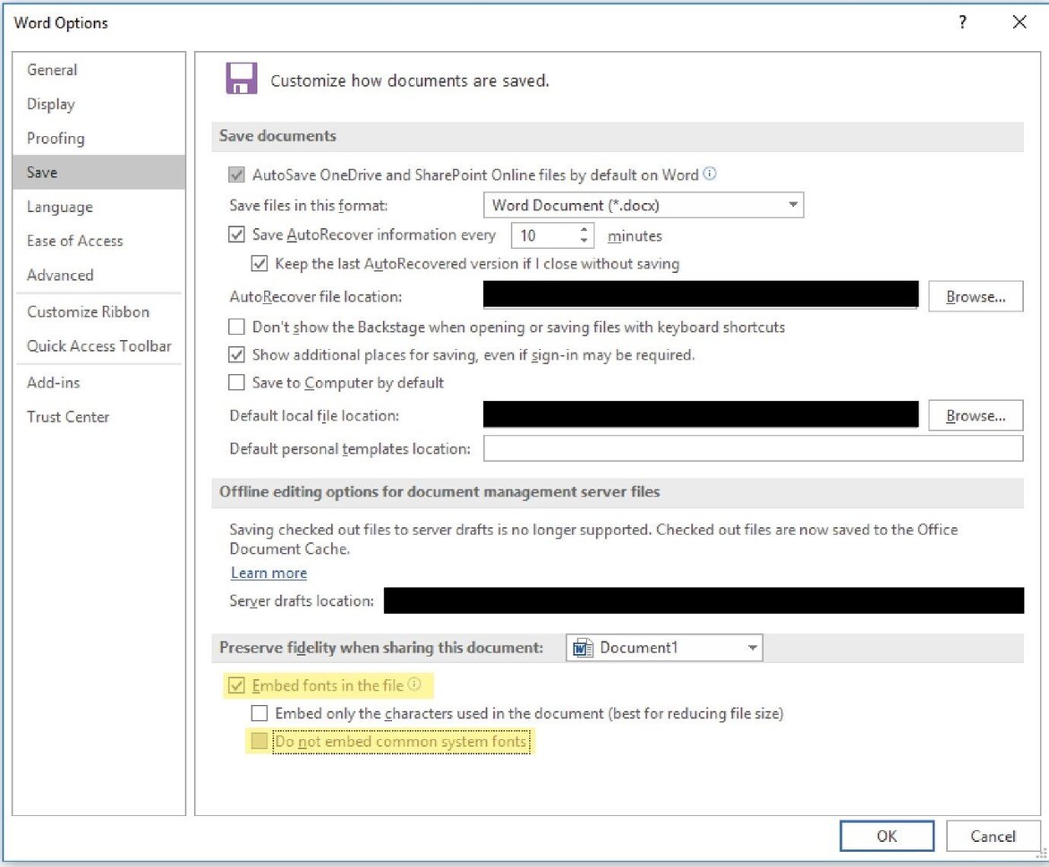 How to embed your fonts in Microsoft Word or Microsoft Publisher
